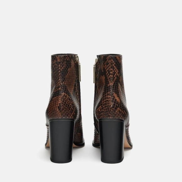 Zara | Shoes | Zara Brown Snake Heeled Animal Print Ankle Boots | Poshmark